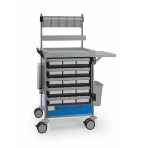 Medication Trolley with elevated accessories tray and fold down tray ...